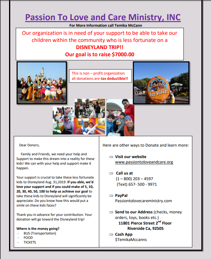 Events – Passion To Love And Care Ministry